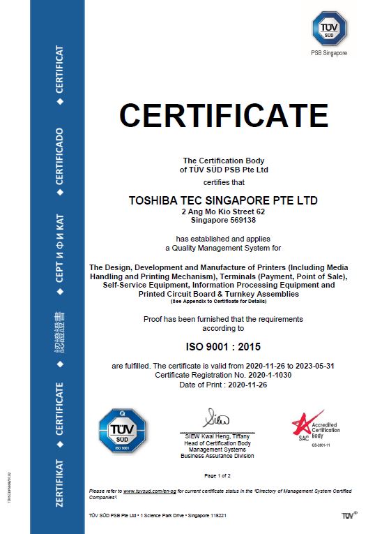 Quality - Toshiba TEC Singapore